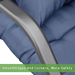 ATR ART TO REAL Patio Rocking Chairs, Indoor & Outdoor Rocker Chair Padded Cushion Reading Chair with Side Pocket and Pillows for Living Room, Balcony, Porch, (Navy Blue)