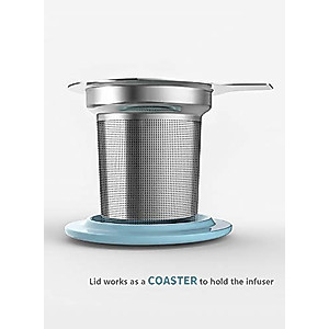 Sweese 15 OZ Porcelain Tea Mug with Infuser and Lid, Loose Leaf Tea Cup, Gifts for Tea Lover, Turquoise - 201.102