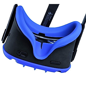 MASiKEN Silicone Mask Cover & Face Cushion for Oculus Quest, Head Cover Protection Skin Cap, Face Pad Replacement Accessories Shock-Resistant Sweatproof Lightproof (Blue)