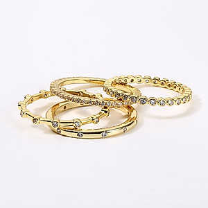 HAIAISO 14K Gold Plated Rings Stacking Rings for Women CZ Stackable Band Ring Plain Statement Ring Comfort Fit Size 5 to 10(Size 7)