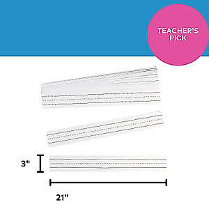 Fun Express 100 Sentence Strips for Classroom, 21½" x 3" Wide-Rule, Thick Paper Ideal for Handwriting Practice, Cardstock Paper for Teachers & Offices