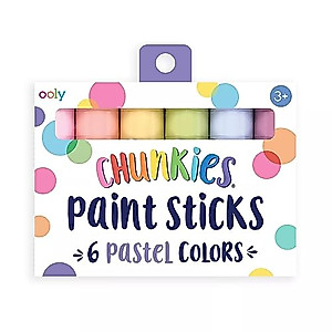 Ooly Chunkies Twistable Tempera Paint Sticks For Kids, No Mess Kids Art Supplies for Kids 4-6, Mess Free Coloring for Toddlers, Classroom Supplies for Toddler Art, Quick Drying Art [Pastel, Set of 6]