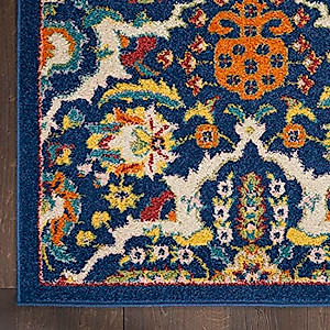 Nourison Allur Persian Navy Multicolor 2' x 3' Area -Rug, Easy -Cleaning, Non Shedding, Bed Room, Living Room, Dining Room, Kitchen (2x3)