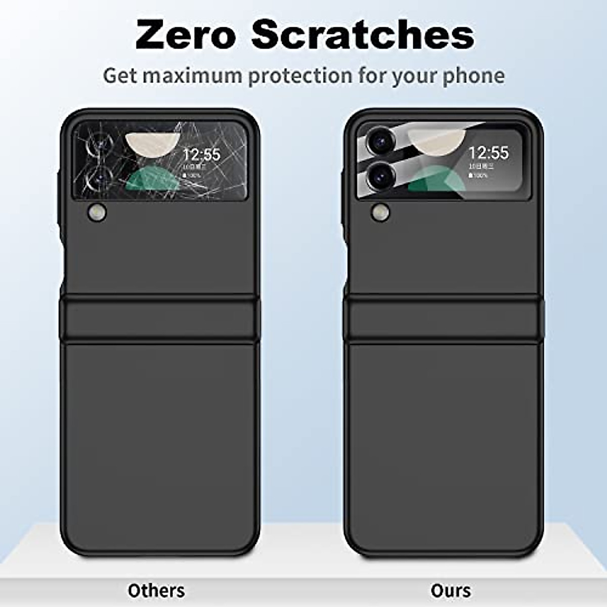 for Samsung Galaxy Z Flip 4 Case: [Hinge Protection][Volume Key Protection][Wireless Charging] Ultra Thin Soft PC Anti-Scratches Protective Phone Cover Case for Samsung Flip 4 5G 2022 (Black)