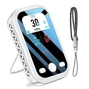 LSENLTY Upgraded Portable Carbon Monoxide Detectors, 120-Hour Standby Time, 3 in 1 CO Monitor(Temp, Humidity and CO Value), Alarm Function, Lanyard and Bracket Design, Easy to Use CO Detector