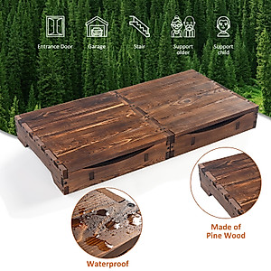 Triceratops Wooden Platform Step Stool for Adults and Kids, Heavy Duty Pine Wood High Riser Step Stool, Wooden Mobility Stepping Stools for Handicap, Bed, Bathroom, Garden, Holds up to 500Lbs