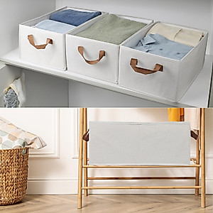 Pack of 3 Large Capacity Storage Bins Closet Organizer System, Sturdy Foldable Storage Boxes for Organizing Clothing, Sheets, Toys, Books - Shelf Organizer Shelves Basket Storage Bin