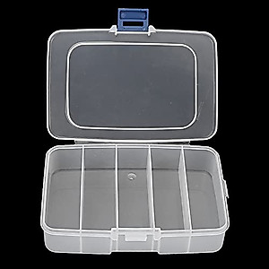 Organizer Box, 5 Grids Clear Visible Plastic Accessories Compartment Transparent Container Dividers Craft Case with Adjustable for Beads Art DIY Crafts Jewelry Fishing Tackles Bead Storage