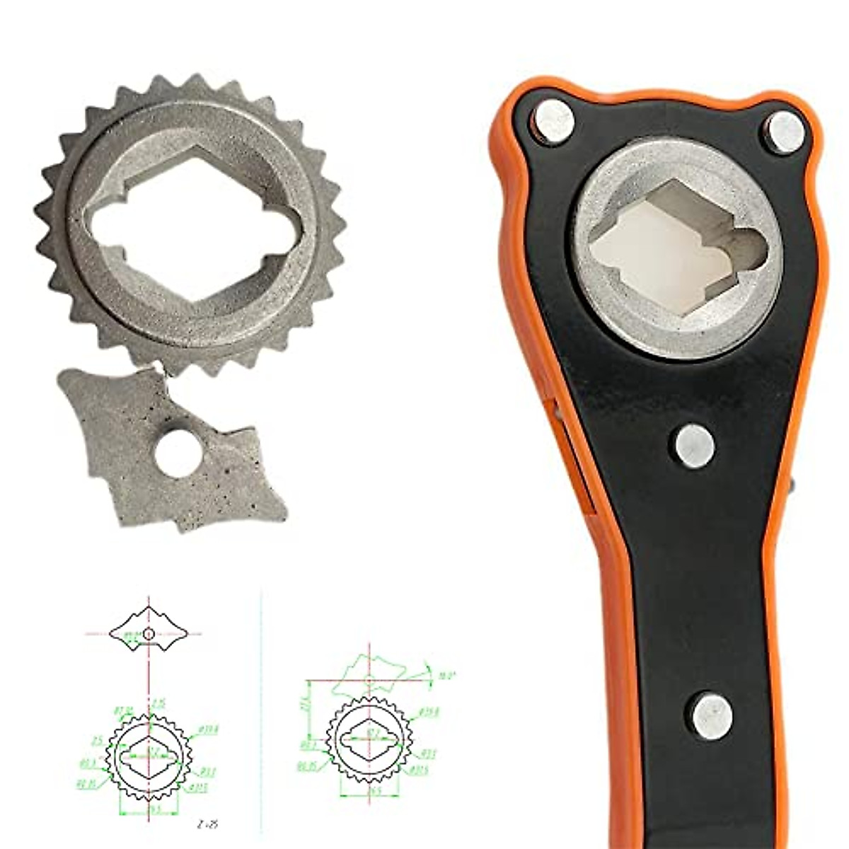 Fengyueke 2 In 1 Auto Labor-saving Jack Ratchet Wrench, Scissor Jack Garage Tire Wheel Lug Wrench Handle, Dual-purpose Car Spare Tire Wrench Hand Repair Tool