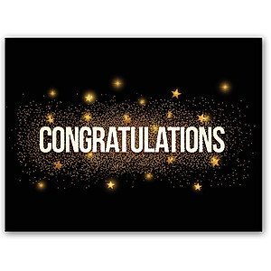 Small World Greetings Large Black and Gold Congratulations Card from Group - Blank Inside With Envelope - 11.75" x 9" - Farewell, Graduation, Anniversary, and More