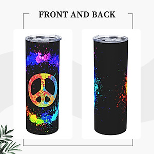Mount Hour Rainbow Peace Stainless Steel Insulated Tumbler 20 OZ, Coffee Mug Cup with Splash-Proof Lid and Straw for Car Home Office Outdoor Travel