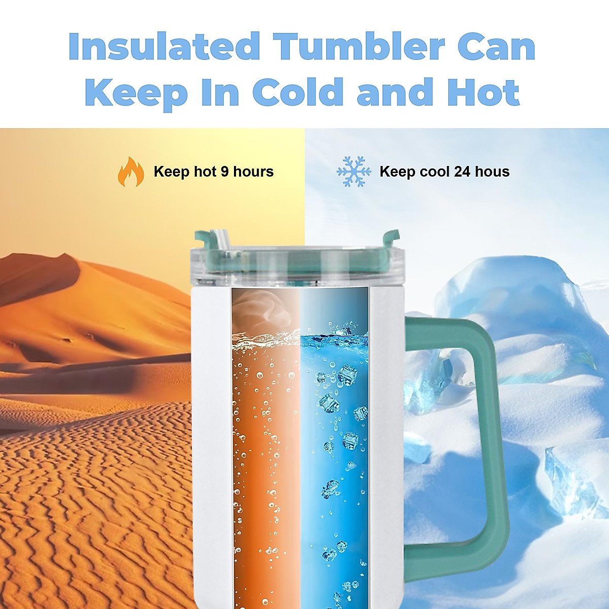 sweet grain 40oz Sublimation Tumbler with Handle and Straw Lid, 20 Pcs Double Wall Vacuum Reusable Stainless Steel Insulated Water Bottle Travel Mug Cup, Mixed Color, DIY Gift