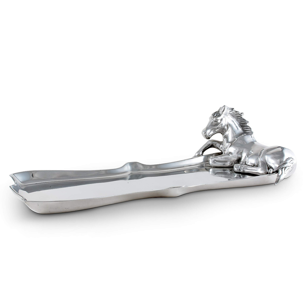 Arthur Court Designs Aluminum Horse Figural Platter Food Serving Tray Equestrian Polo Theme Metal Artisan Quality Hand Polished Tarnish-Free 18.5 inch x 14 inch Tall