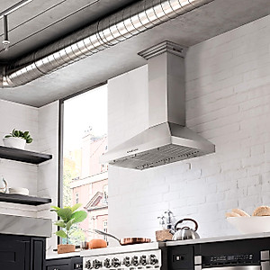 ZLINE 30 in. Convertible Vent Wall Mount Range Hood in Stainless Steel with Crown Molding (KL3CRN-30)