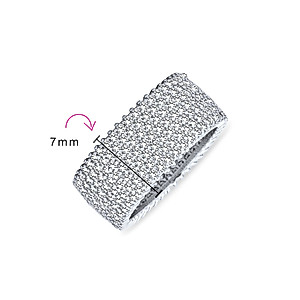 Bling Jewelry Pave Cubic Zirconia 5 Row Wide CZ Wedding Eternity Band Ring For Women For Girlfriend .925 Sterling Silver