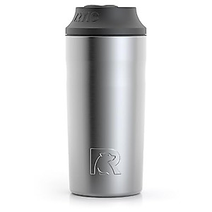 RTIC Can Chiller with Slider Lid, Fits Various Sizes Including 12oz, 16oz, & Slim Cans, Double Wall Vacuum Insulated, Stainless Steel, Sweat Proof, Stainless