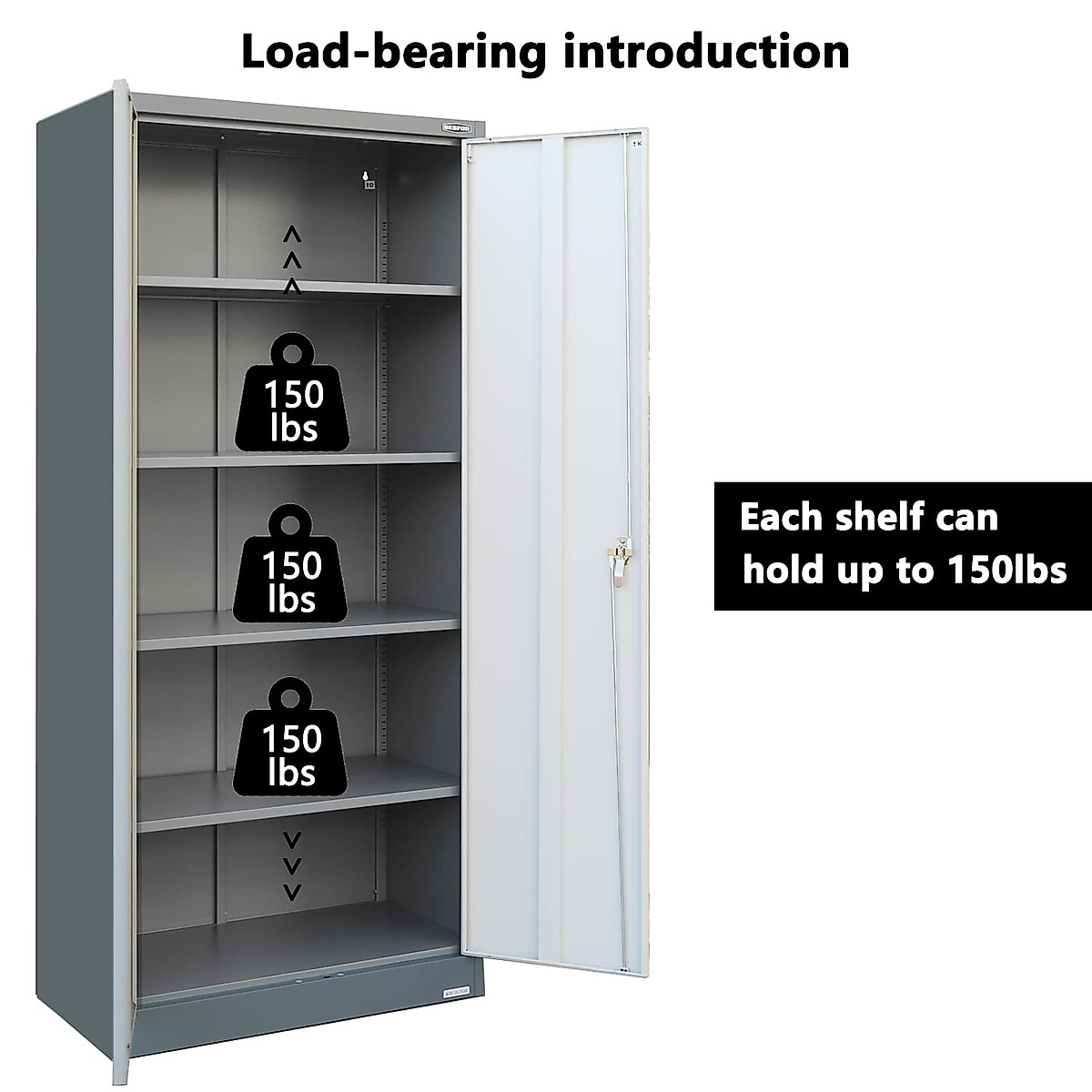BESFUR Metal Storage Cabinet with Locking Doors and Adjustable Shelves, Steel Storage Cabinet for Office, Garage, Warehouse, Classroom, Pantry, 70.86" H x 31.5" W x 15.75" D (Light Grey & Dark Grey)