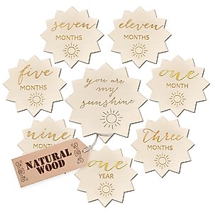 Baby Monthly Milestone Cards - Months Baby Milestone Signs Double Sided Wooden Monthly Baby Milestone Newborn Photography Props - Wooden Baby Blocks