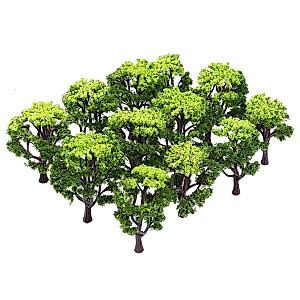WINOMO 12pcs Model Trees Train Railways Architecture Landscape Scenery Scale 1:50 (Green)