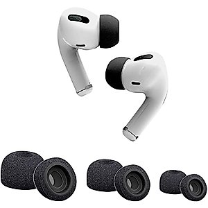 CANOPUS Memory Foam Replacement Earbud Tips, Compatible with AirPods Pro to Avoid Falling Off, 3 Pairs (Small, Medium, Large), Black