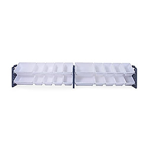 UNiPLAY Toy Organizer with 20 Removable Storage Bins, Multi-Bin Organizer for Books, Building Blocks, School Materials, Toys with Baseplate Board Frame (Gray)