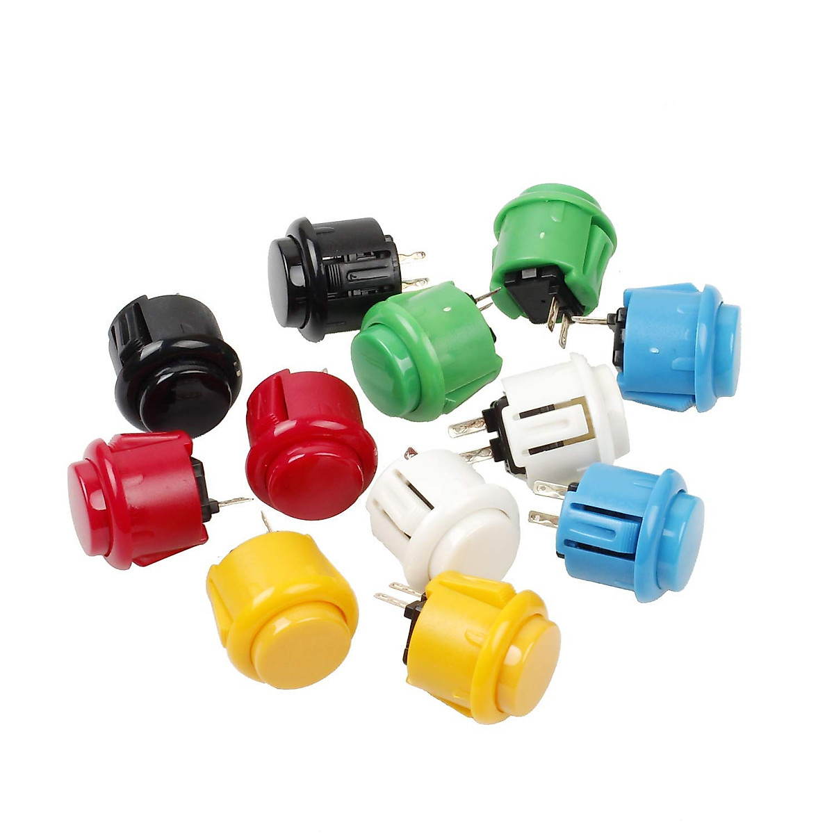 Sanwa 12 pcs OBSF-30 Original Push Button 30mm - for Arcade Jamma Video Game & Arcade Joystick Games Console (Color) - (Each Color of 2 Pcs) Use for Arcade Game Machine Cabinet S@NWA
