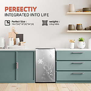 3.5 Cu.ft Compact Upright Freezer with Reversible Single Door,Three Freeze Shelves Mini Freezer with Adjustable Thermostat for Home/Kitchen Freezer Door with Pattern