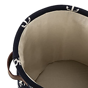 Safavieh Baby Collection Anchor Navy and White Cotton Handles Storage Basket