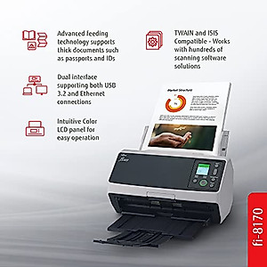 Fujitsu fi-8170 Professional High Speed Color Duplex Document Scanner - Network Enabled