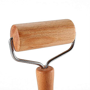 1 Piece 9.5cm Wide Wood Pastry Pizza Roller Wooden Brayer Wooden Rolling Pins Wood Dough Roller 5D Diamond-Paint Art Tool Wooden Roller for Baking or Ceramic Pottery Clay Working