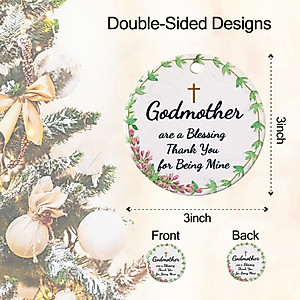 Godmother Christmas Ornament 2024:Thank You for Being Mine, Godmother Gifts from Godchild, Gift for Godmother, 2.9" Godmother Ornament 2024 (Green)