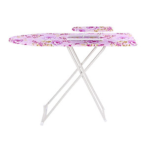 AOKID Ironing Board, 36 x 12 Inch Full Size Standard Iron Board with Pink Printing Wood Cover, Height Adjusable Space Saving Small Ironing Board Heavy Duty Metal Legs Iron Table for Laundry Room, Dorm