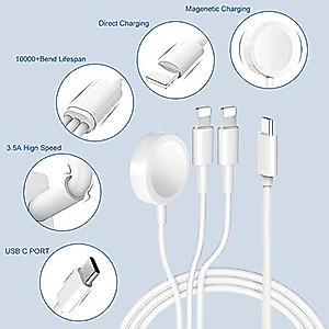 30W USB-C Fast Charger for Apple Watch and iPhone, 3-in-1 Magnetic Charging Cable Compatible with Series 8/7/6/SE/5/4/3/2 and iPhone 14/13/12/11/Pro/Max/Xs/XR/8