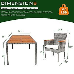 YEEFY 7 Piece Outdoor Table and Chairs Outdoor Dining Set for 6 Outdoor Patio Furniture Set Rattan Patio Table and Chairs Set of 6 Wicker Patio Dining Sets for Backyard Garden Porch Balcony Pool