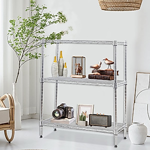 FDW 3 Tier Wire Shelving Units Metal Storage Rack 23L x 13W x 30H Adjustable Pantry Shelves NSF Kitchen Shelf for Kitchen Garage Small Places Commercial,Chrome