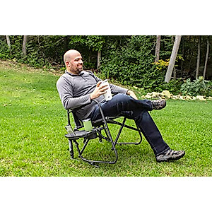 GCI Outdoor Freestyle Rocker XL Portable Folding Rocking Chair, Outdoor Camping Chair with Side Table, Aluminum