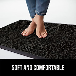 Gorilla Grip Waterproof Heavy Duty Traffic Guard Doormat, Stain and Fade Resistant Indoor Outdoor, Durable Rubber, Low Profile Door Mat, Shoe Scraper, Welcome Rug Mats for Entry, 72x48, Black