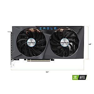 GIGABYTE GeForce RTX 3060 Eagle OC 12G (REV2.0) Graphics Card, 2X WINDFORCE Fans, 12GB 192-bit GDDR6, GV-N3060EAGLE OC-12GD Video Card