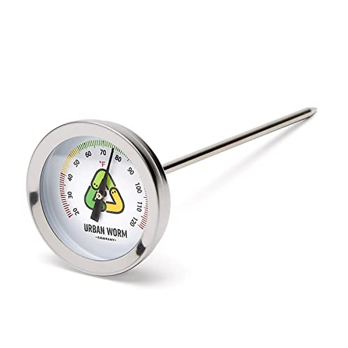 Urban Worm Soil Thermometer - 5-in Stanless Steel Stem - Perfect for Gardening & Worm Bin
