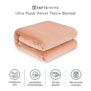 Tafts Throw Blankets - Ultra Plush 320GSM - Soft, Ultra Comfy, Fluffy and Fuzzy - Plush Blankets and Throws for Couch, Bed & Living Room - All Seasons - Blankets Twin Size - Pale Blush