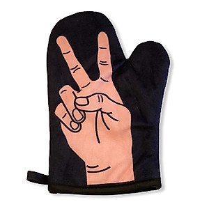Peace Sign Oven Mitt Funny Unity Cooking Graphic Kitchen Accessories Funny Graphic Kitchenwear Funny Food Novelty Cookware Black Oven Mitt