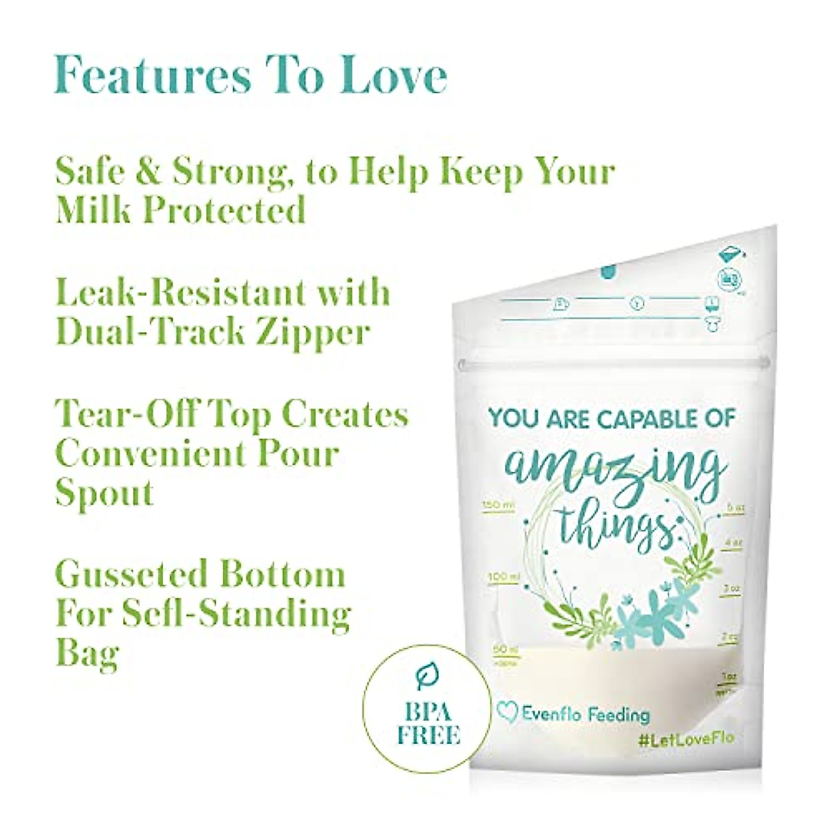 Evenflo Feeding Advanced Breast Milk Storage Bags for Breastfeeding - 5 Ounces (25 Count)