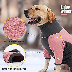 Etdane Dog Winter Coat Warm Fleece Cold Weather Jackets Full Body Shedding Onesie High Collar Pet Sweater for Small Large Medium Dogs Grey/Pink X-Small