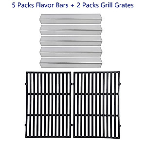 GasSaf 15.3 inch Flavorizer Bars and 17.5 inch Grill Grates Replacement for Weber 7636 7638, Spirit 300 Series E310 E320 E330 S310 S320 S330 Gas Grills with Front Control Knob (2013-2017)