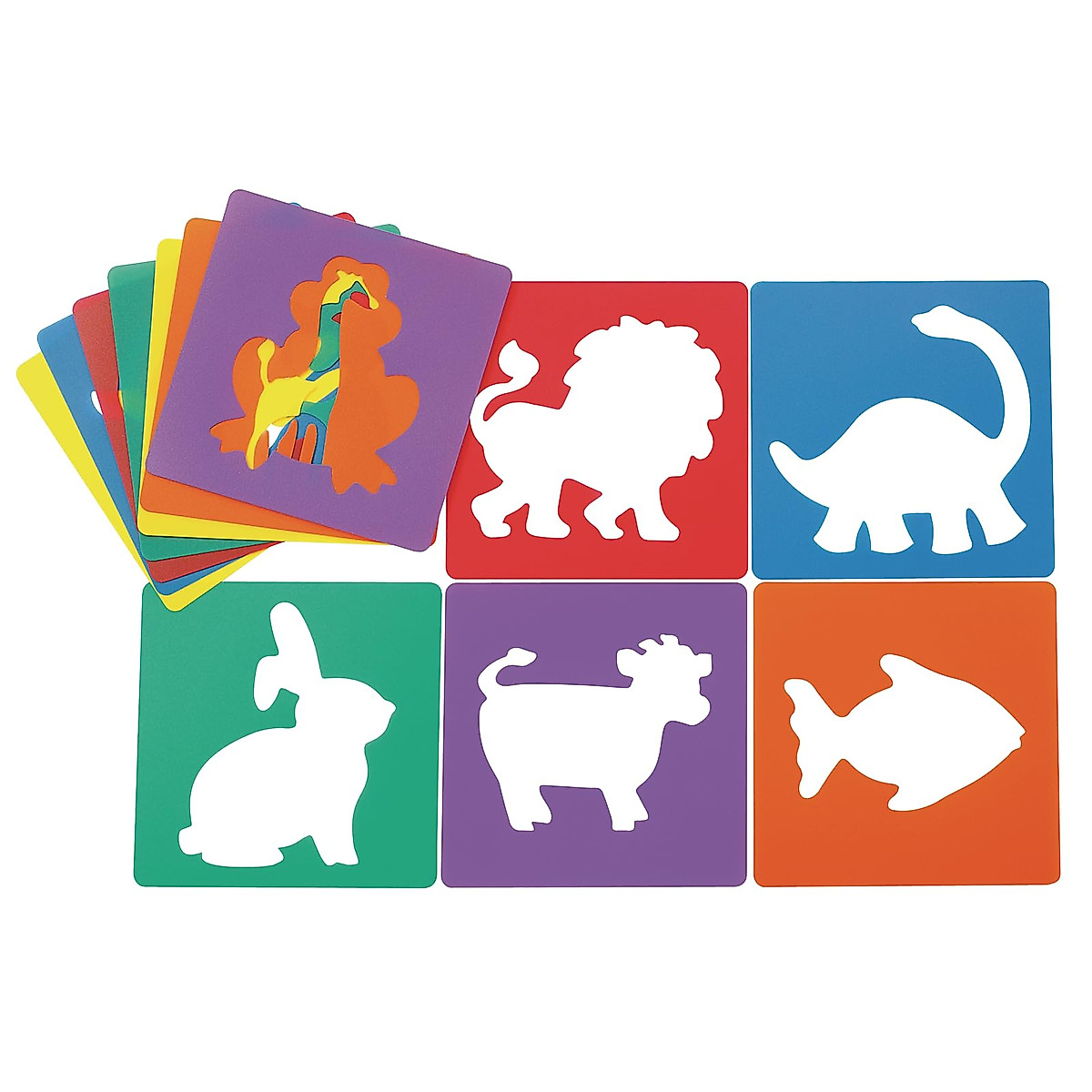 Colorations - EANST Animal Shape Stencils Set of 12 8" Plastic Stencils for Kids Arts and Crafts Material