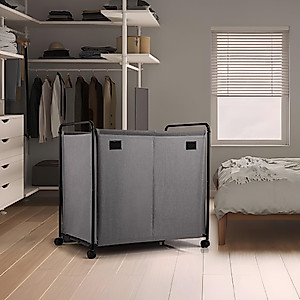 EasyAcc Laundry Basket with Wheels, Rolling Laundry Hamper, 39 Gallons (150L), Laundry Basket, Large Capacity Blanket Storage, Carbon Steel Frame 24 x 16.8 x 23.4 Inches