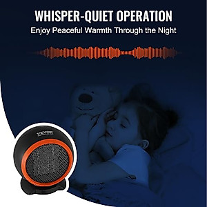 VEVOR Portable Electric Space Heater with Overheat Protection, 500 W Secure and Quiet Ceramic Heater Fan, 6 in Tip-Over Shutdown Flame-Retardant ABS Small Heaters for Office Room Desk Indoor Use