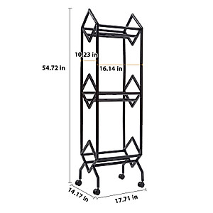 ERFEI Vinyl Record Storage Rack 3 Tier Vinyl Holder Multipurpose Book Magazine Files Display Stand with Casters for Bedroom Living Room Office