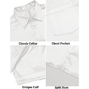 COOFANDY Vacation Short Sleeve Button Up Shirts for Men Floral Jacquard Satin Shirt