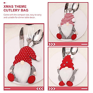 Luxshiny 12pcs Christmas Tableware Bags Gnome Cutlery Bags Xmas Cutlery Pouch Cover Holiday Table Flatware Pouches for Chopsticks Spoon Fork Christmas Table Decorations